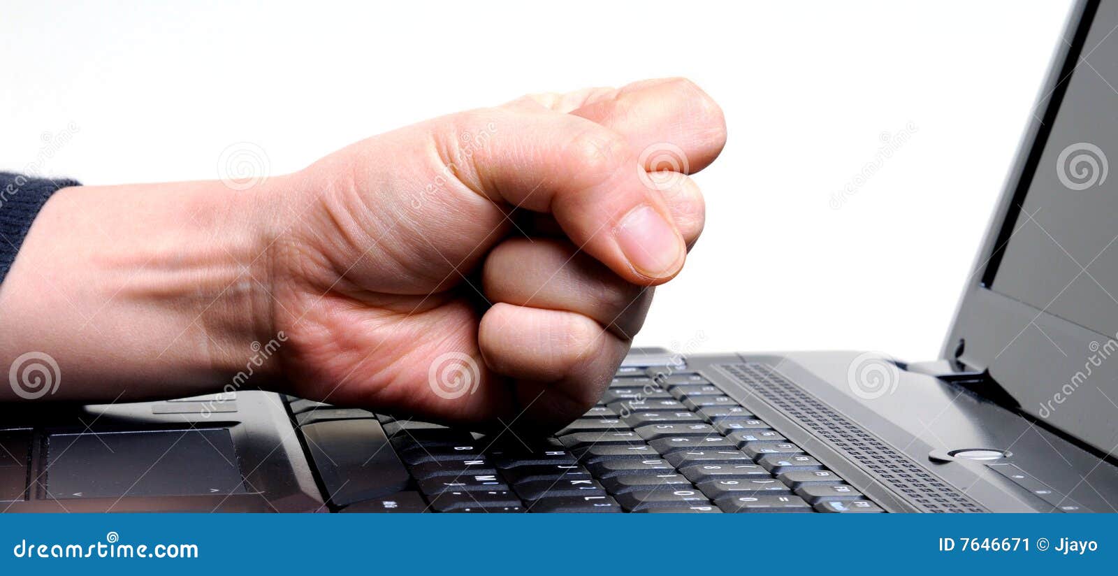 Hand hitting laptop stock image. Image of despair, error - 7646671
