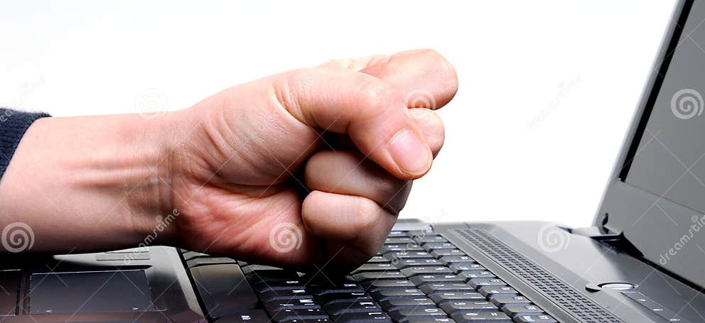 Hand hitting laptop stock image. Image of despair, error - 7646671
