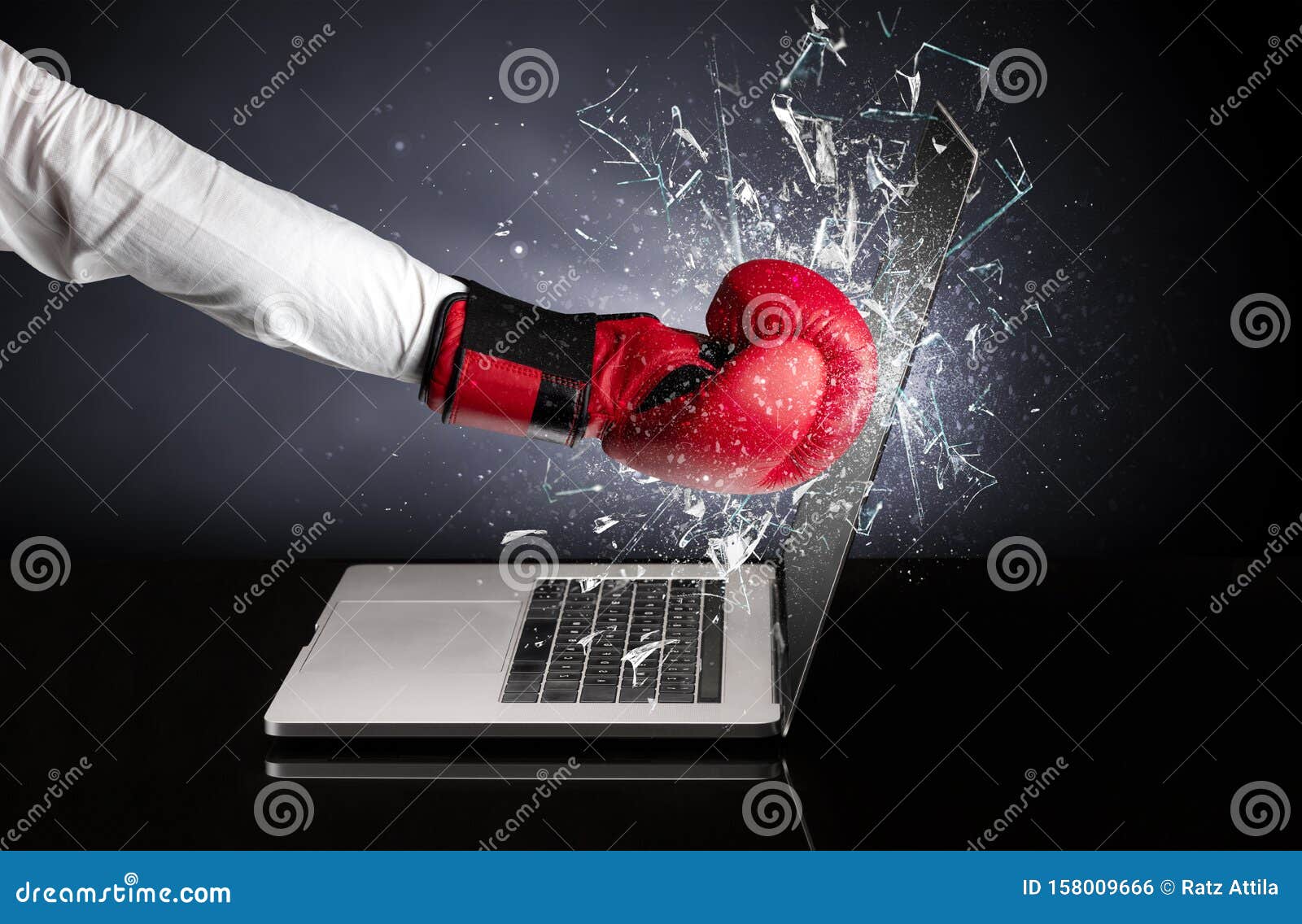 Hand Hitting Laptop Screen Screen Stock Photo - Image of equity ...
