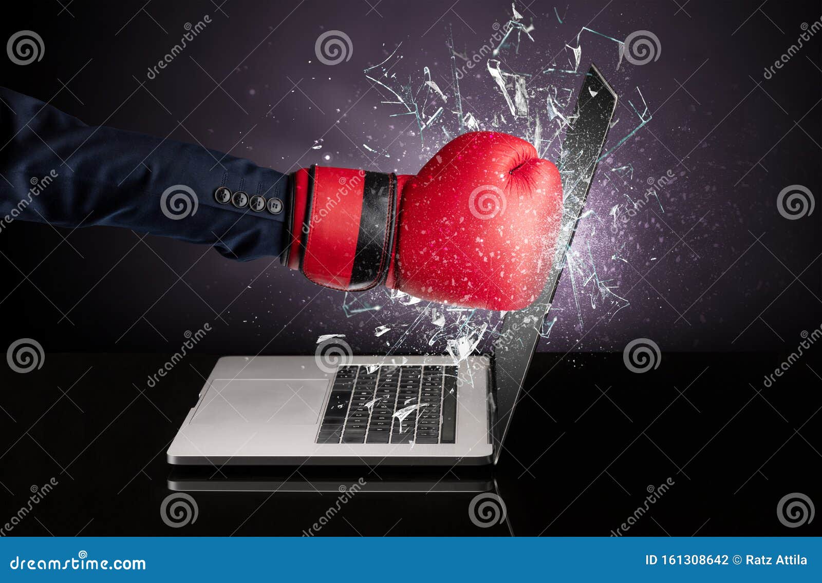 Hand Hitting Laptop Screen Screen Stock Photo - Image of businessman ...