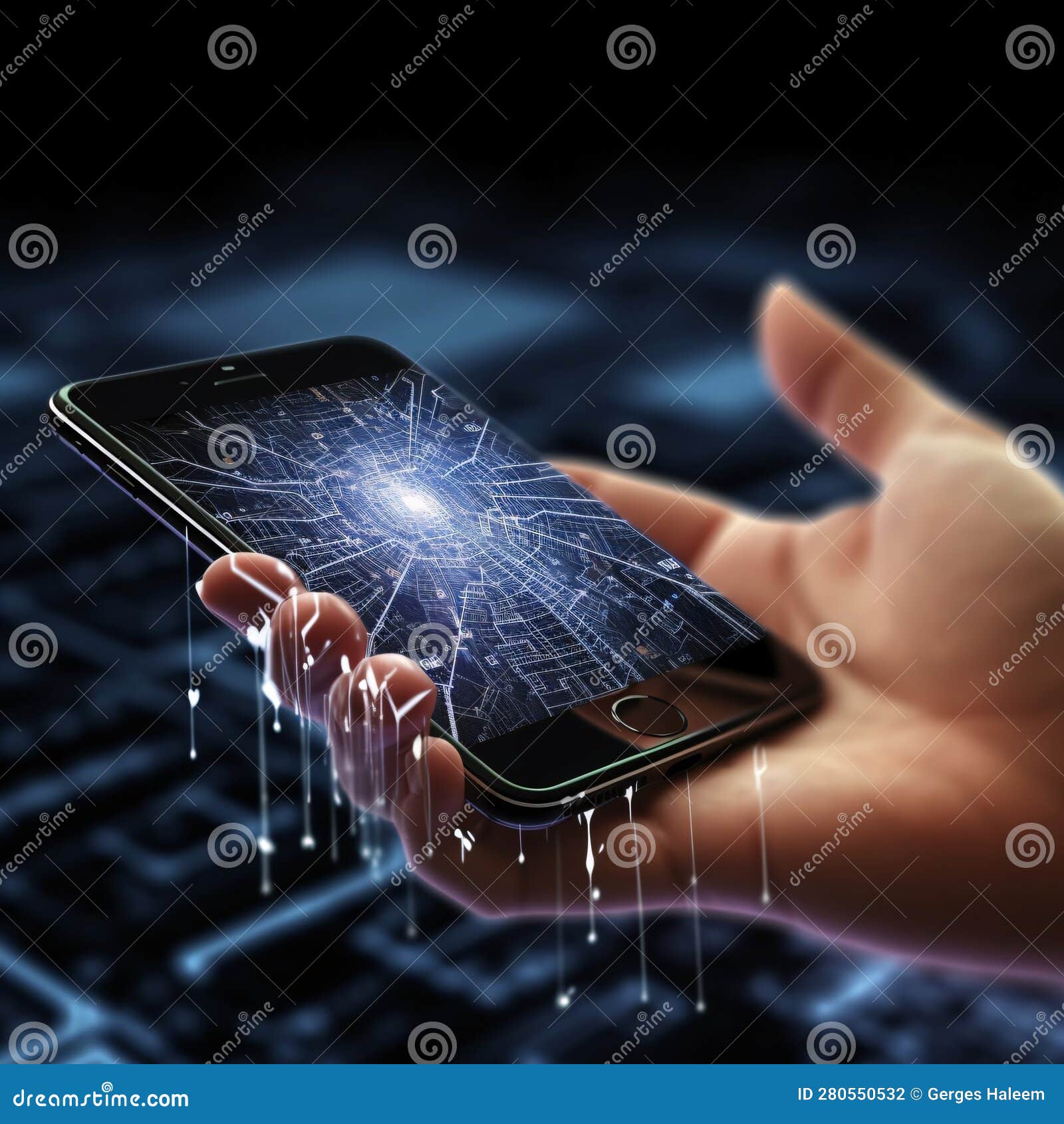 Hand Hold Artificial Intelligence Phone Made with Generative Al Stock ...