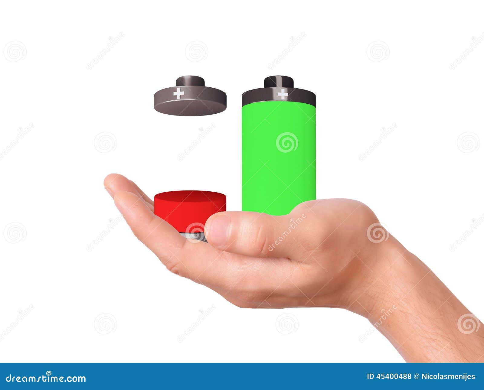 Hand Hold Battery Icon With Colorful Charge Level Stock Photo - Image ...