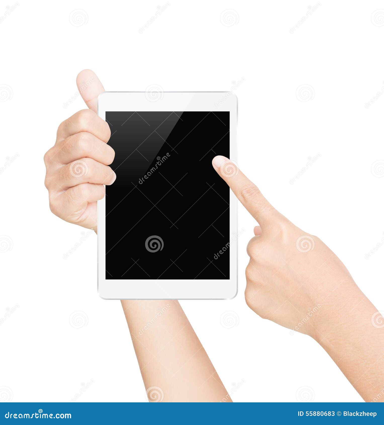 Hand Hold Black Tablet Screen Isolated White with Clipping Path Stock ...