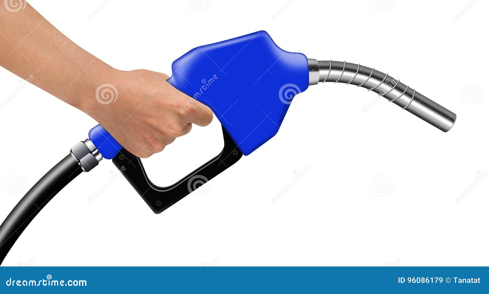 Hand Hold Blue Fuel Nozzle on a White Stock Image - Image of fueling ...