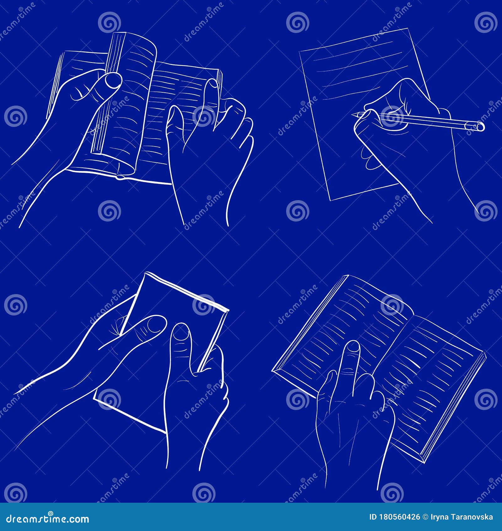 Hand Hold a Book, Write by Pen, Hold Paper. Gesture Vector Illustration ...