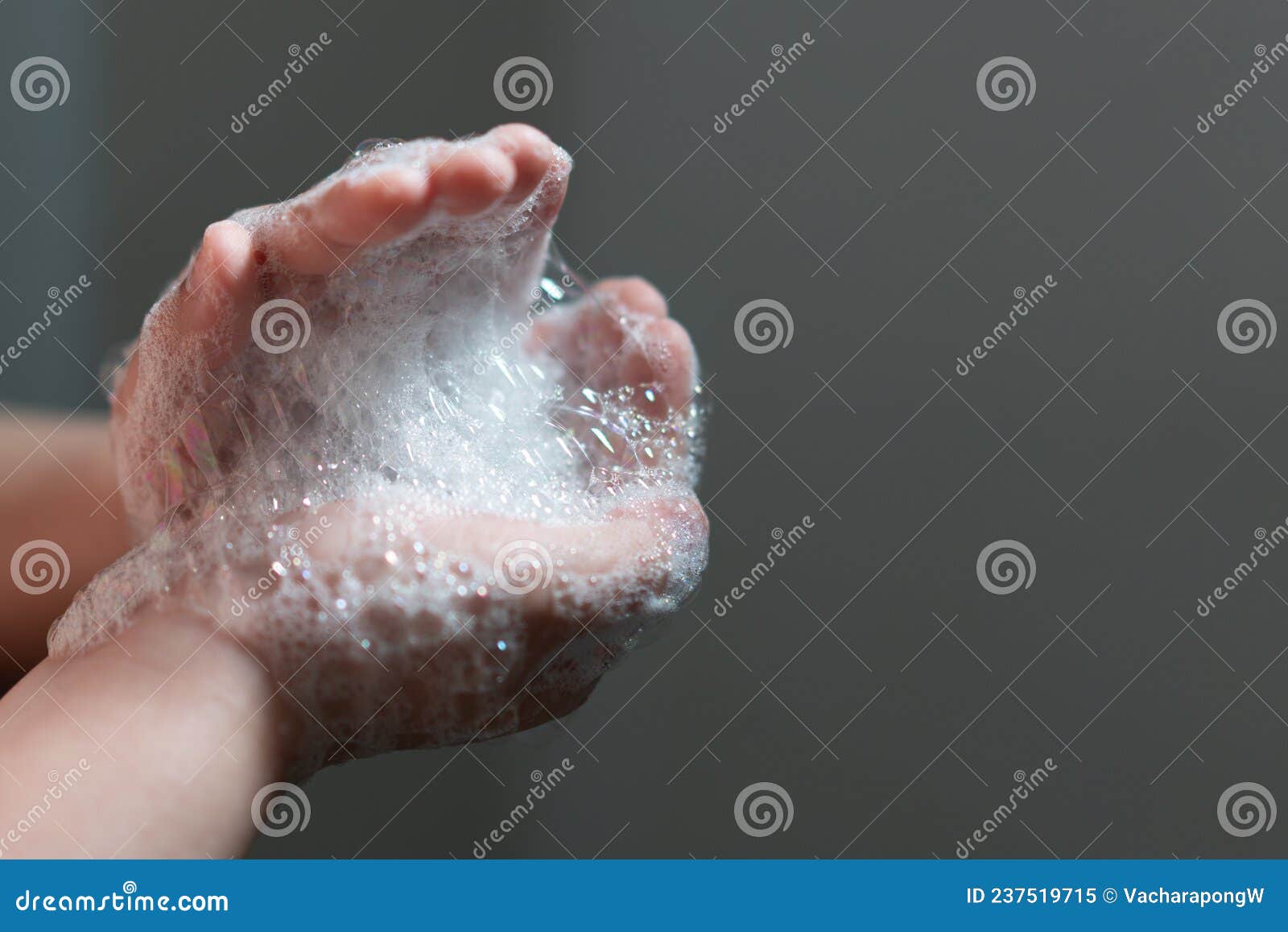 Hand Hold Bubbles in Palm with Light Stock Image - Image of hygiene ...