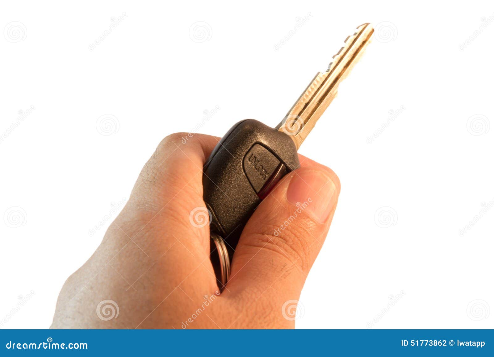 Hand Hold Car Key and Remote Control on White Background Stock Photo ...