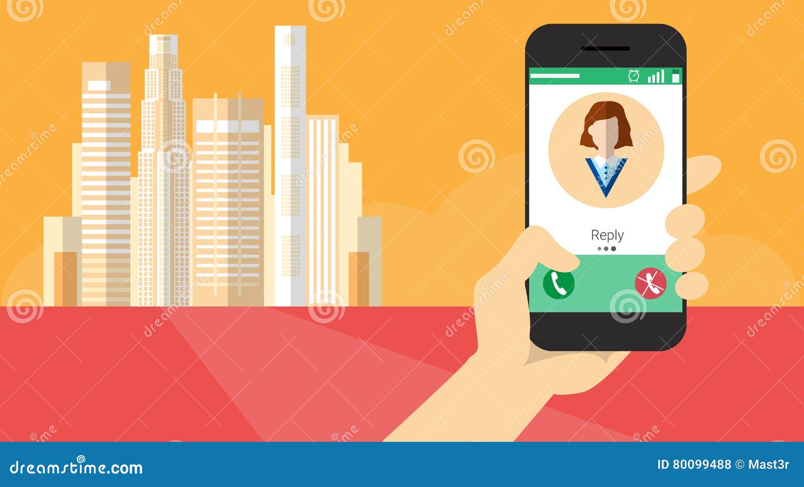 Hand Hold Cell Smart Phone Application Online Incoming Call Banner ...