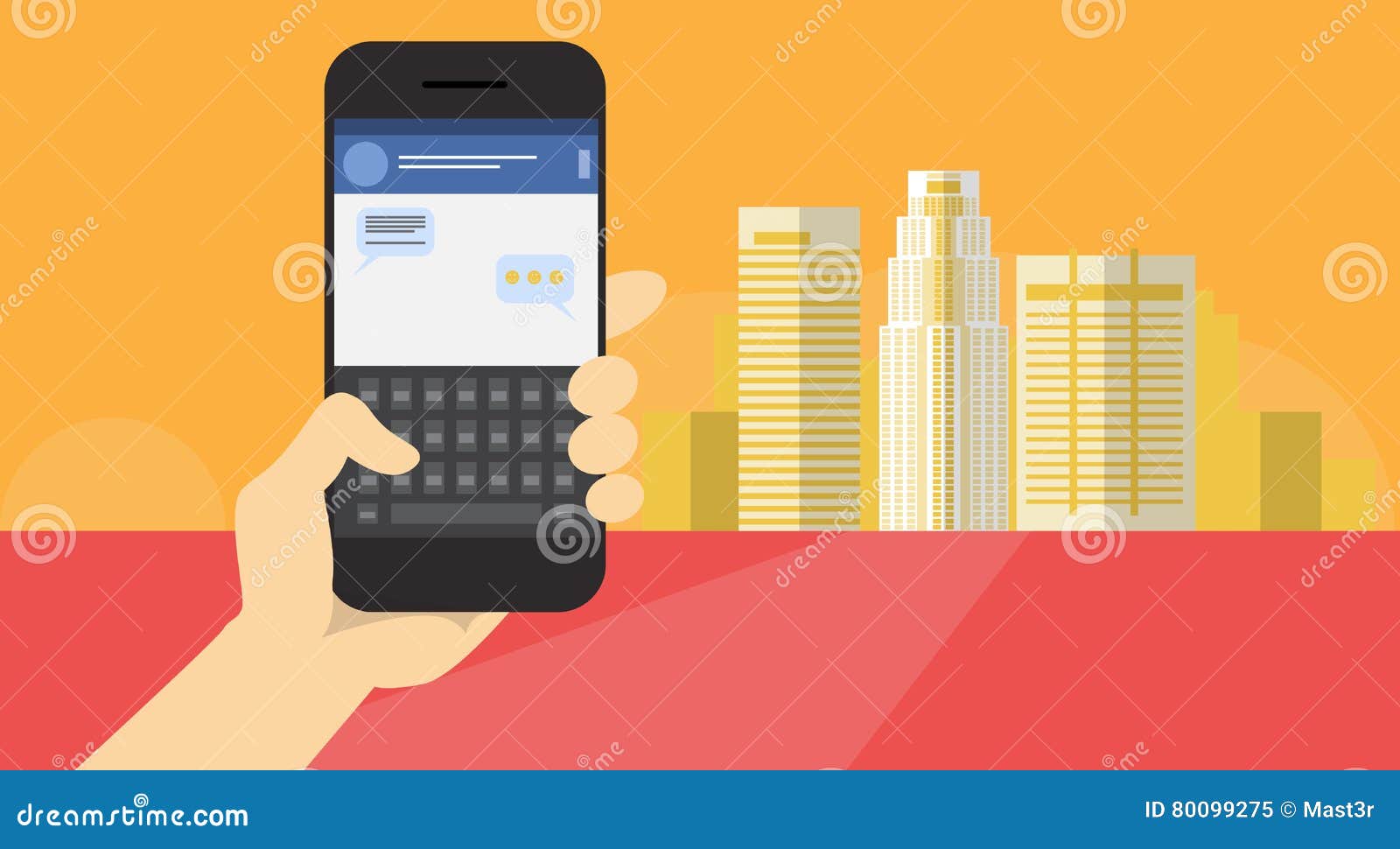 Hand Hold Cell Smart Phone Application Online Message Chat Network ...