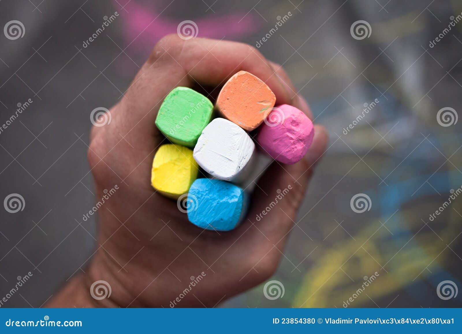 Hand hold colored chalk stock photo. Image of crayon - 23854380