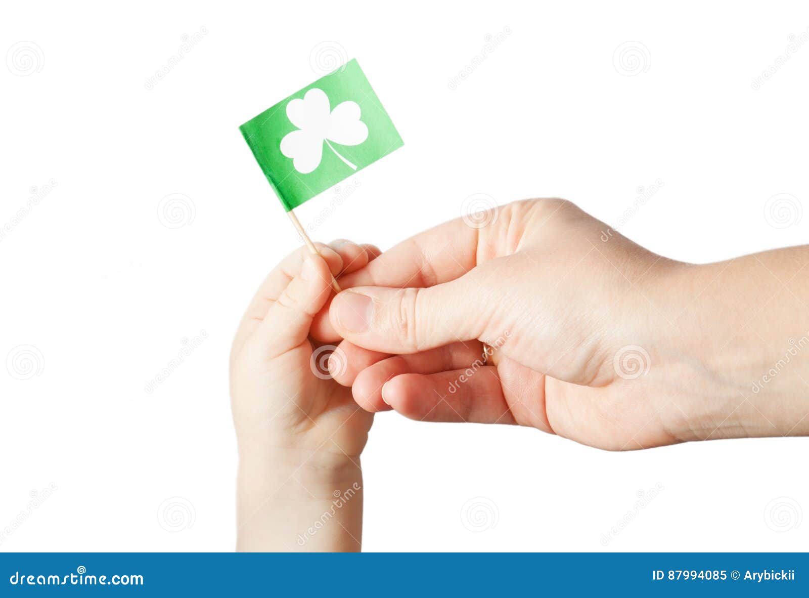 Hand Hold Flag with Patrick`s Day Flag Stock Image - Image of green ...