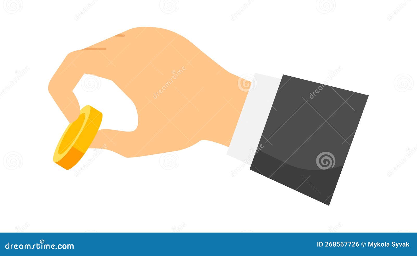 Hand Hold Gold Coin Flat Icon Hard Work Stock Vector - Illustration of ...