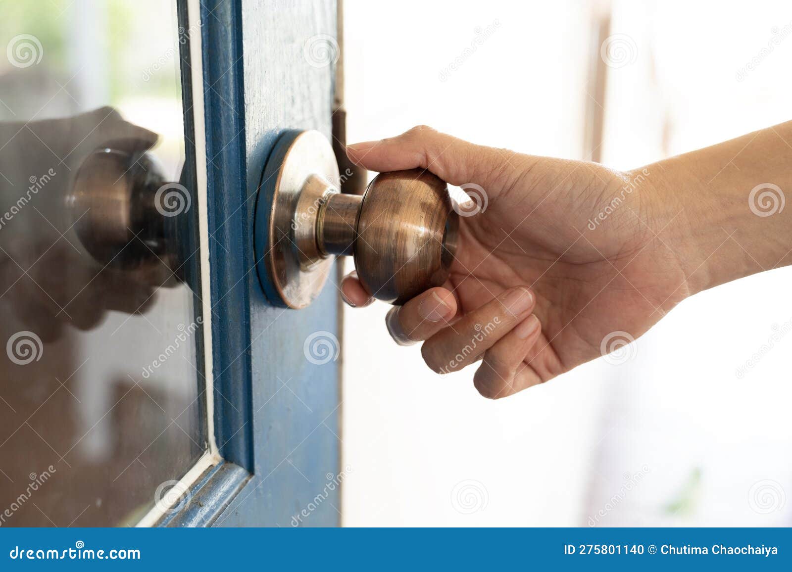 Hand Hold Handle of Door, Close Up Stock Photo - Image of house, card ...
