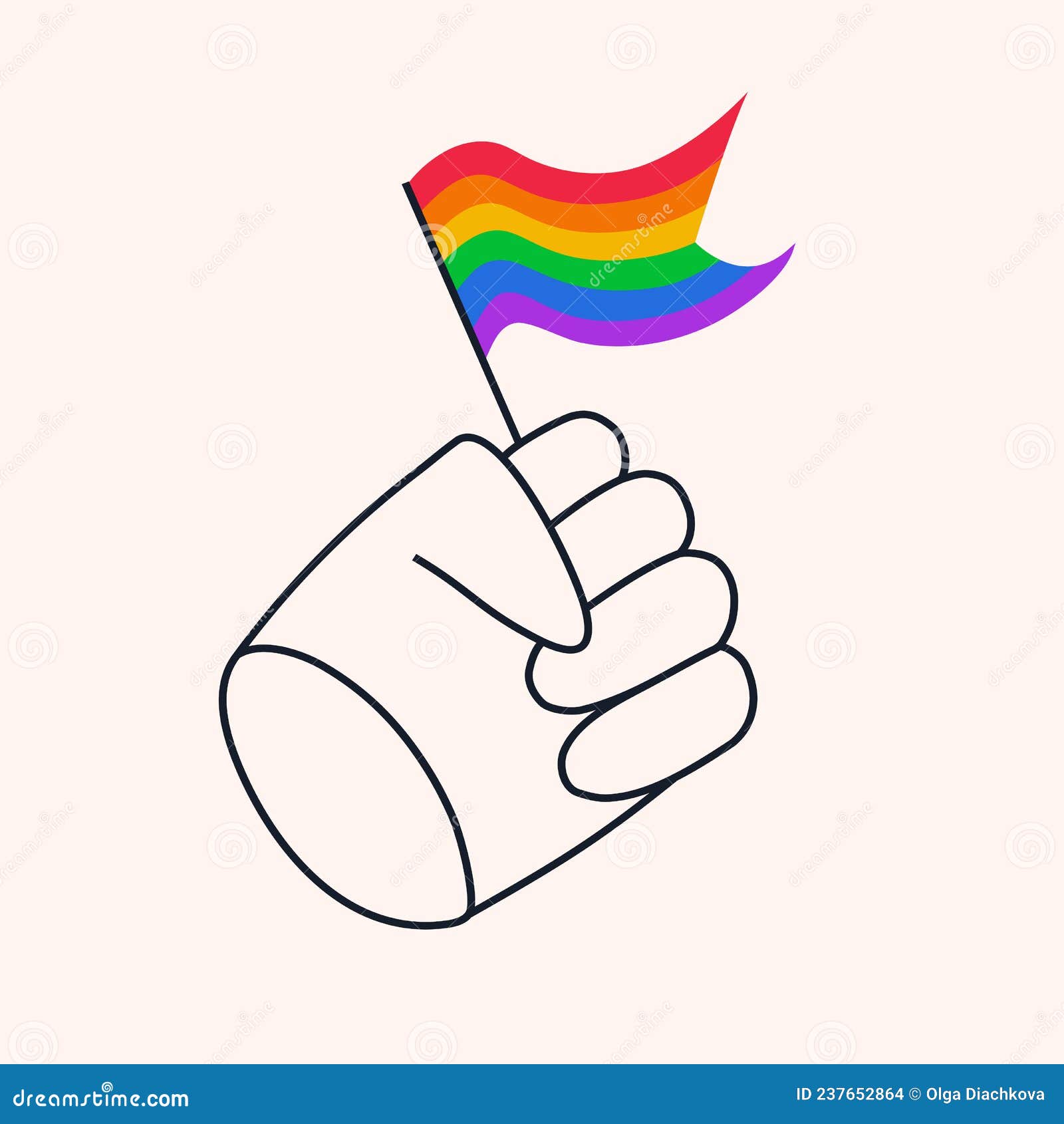 Hand Hold Lgbtq Flag Illustration Stock Vector - Illustration of black ...