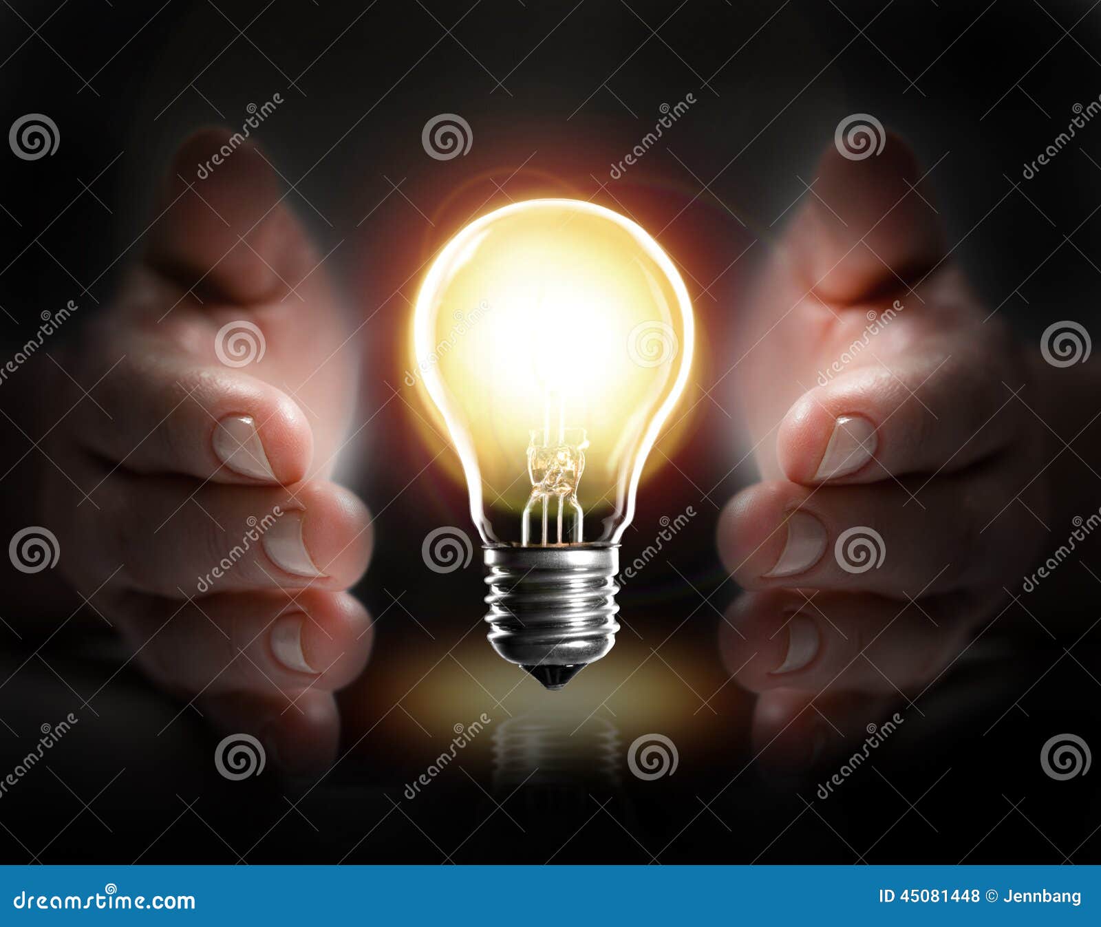 Hand hold light bulb stock illustration. Illustration of light - 45081448