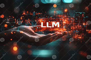 Hand Hold LLM Text Icon, AI Large Language Model Concept. a Language ...