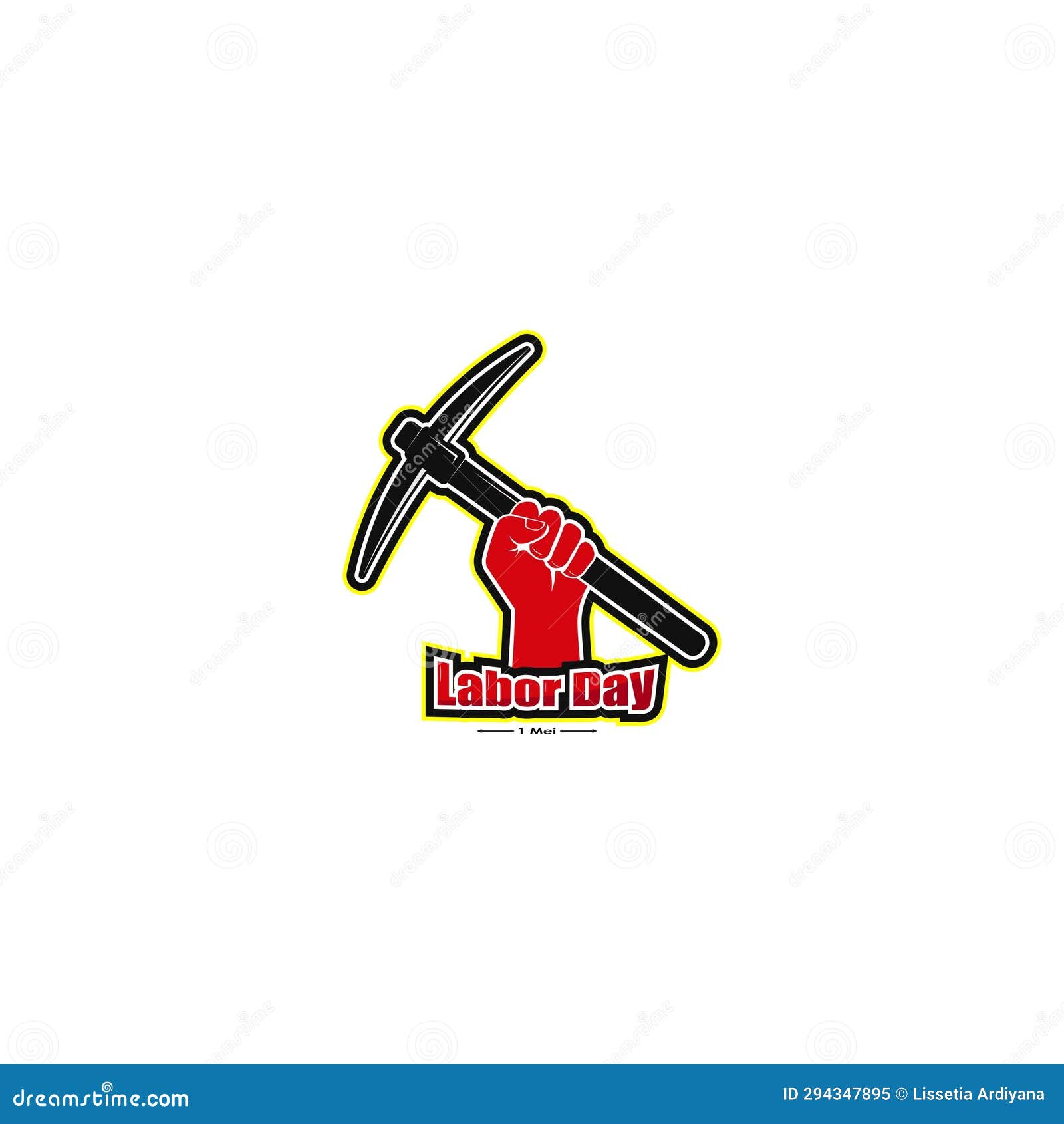 Hand Hold Mining Pickaxe, Labor, Day Logo Stock Vector - Illustration ...