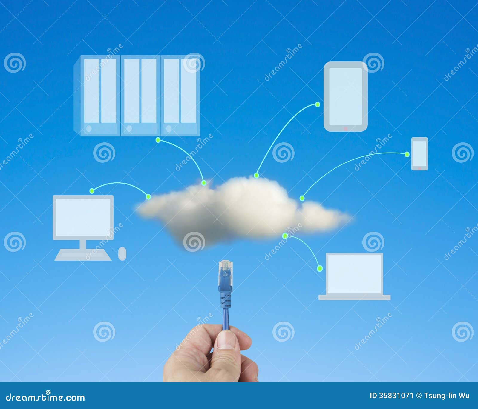 Hand Hold Network Cable Connect To Cloud Computing Service Stock Image ...