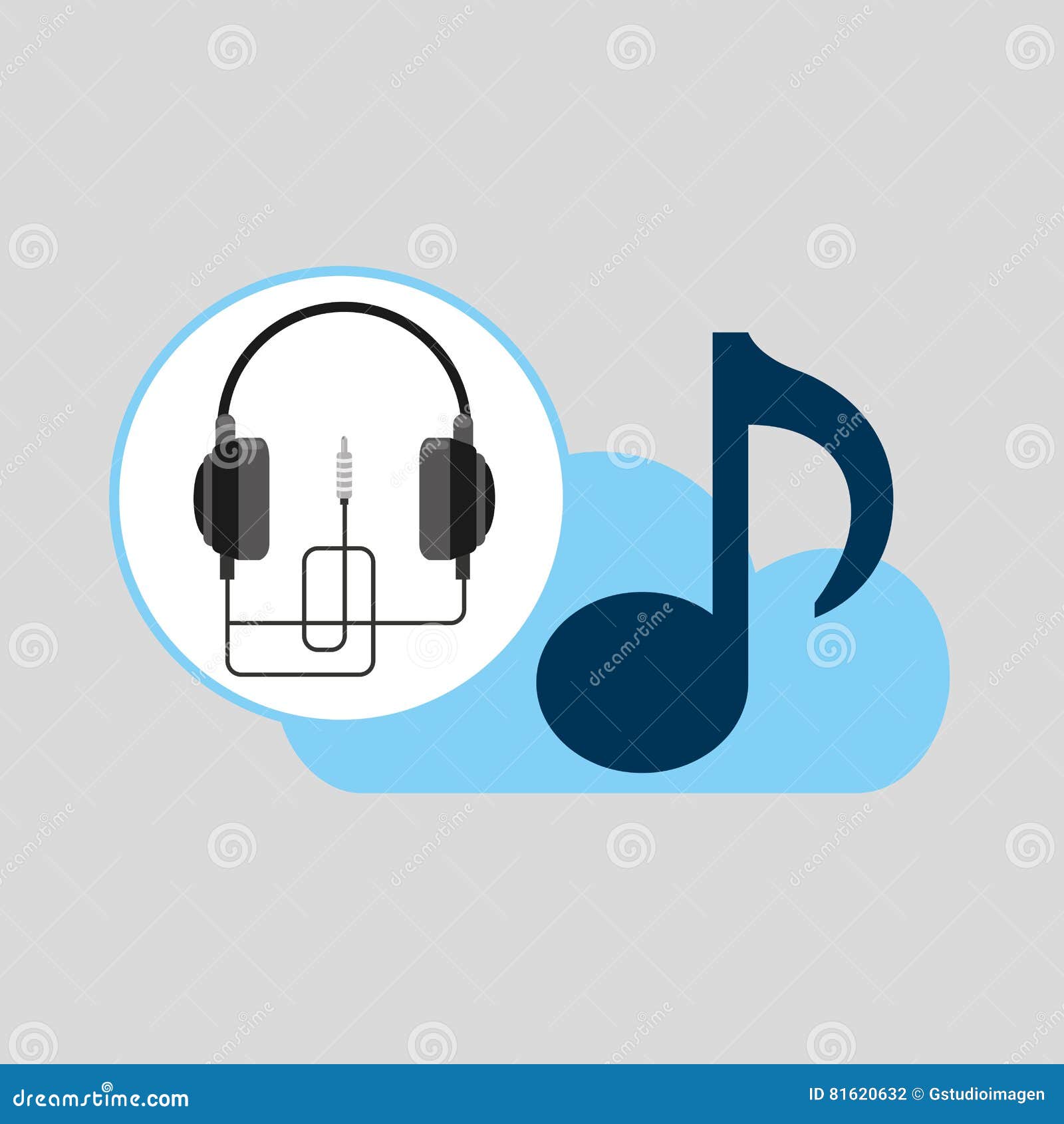 Hand Hold Note Music Cloud and Earphones Stock Vector - Illustration of ...