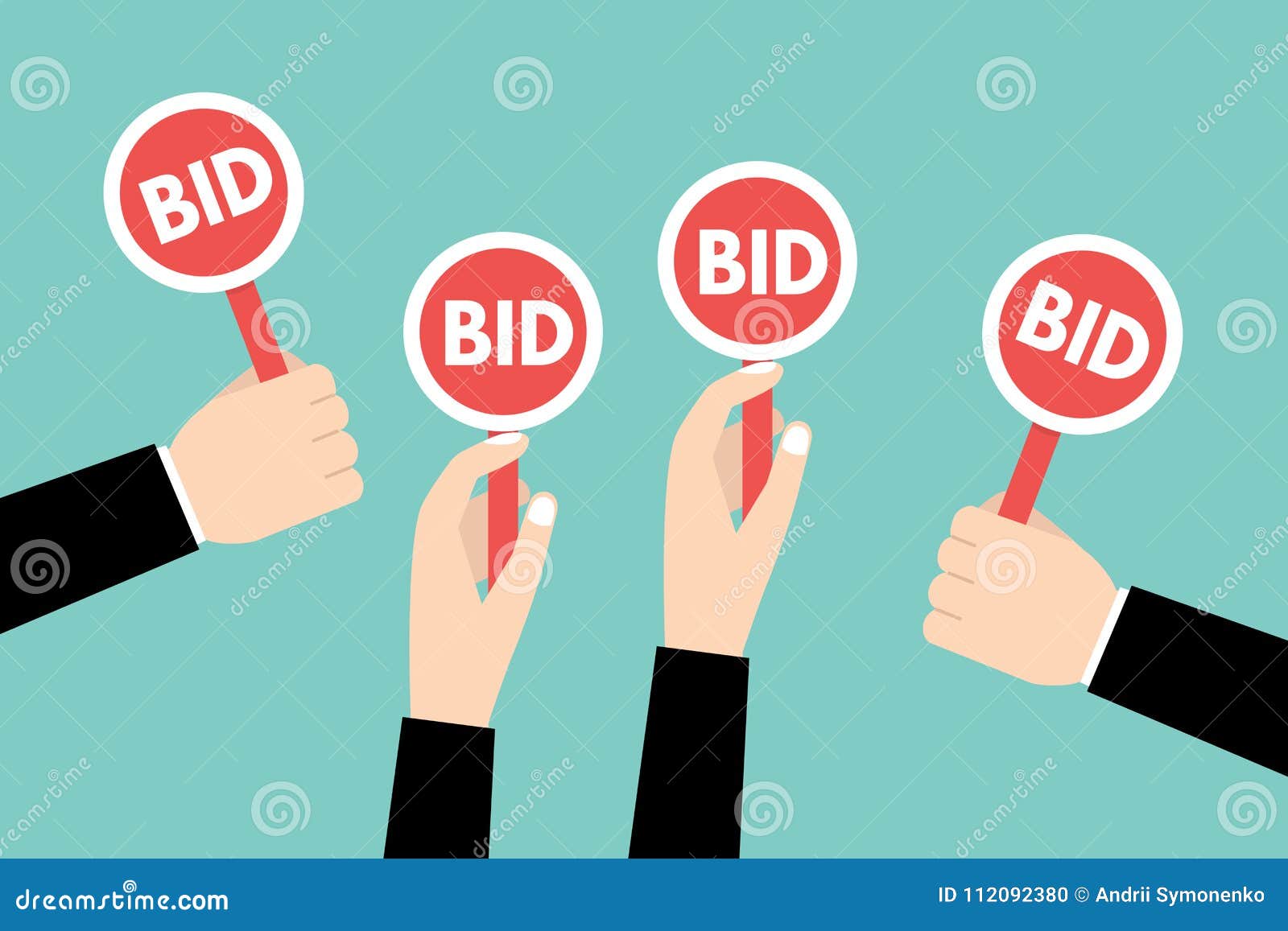 Hand Hold Paddle with BID. Bidding, Auction Concept Stock Vector ...