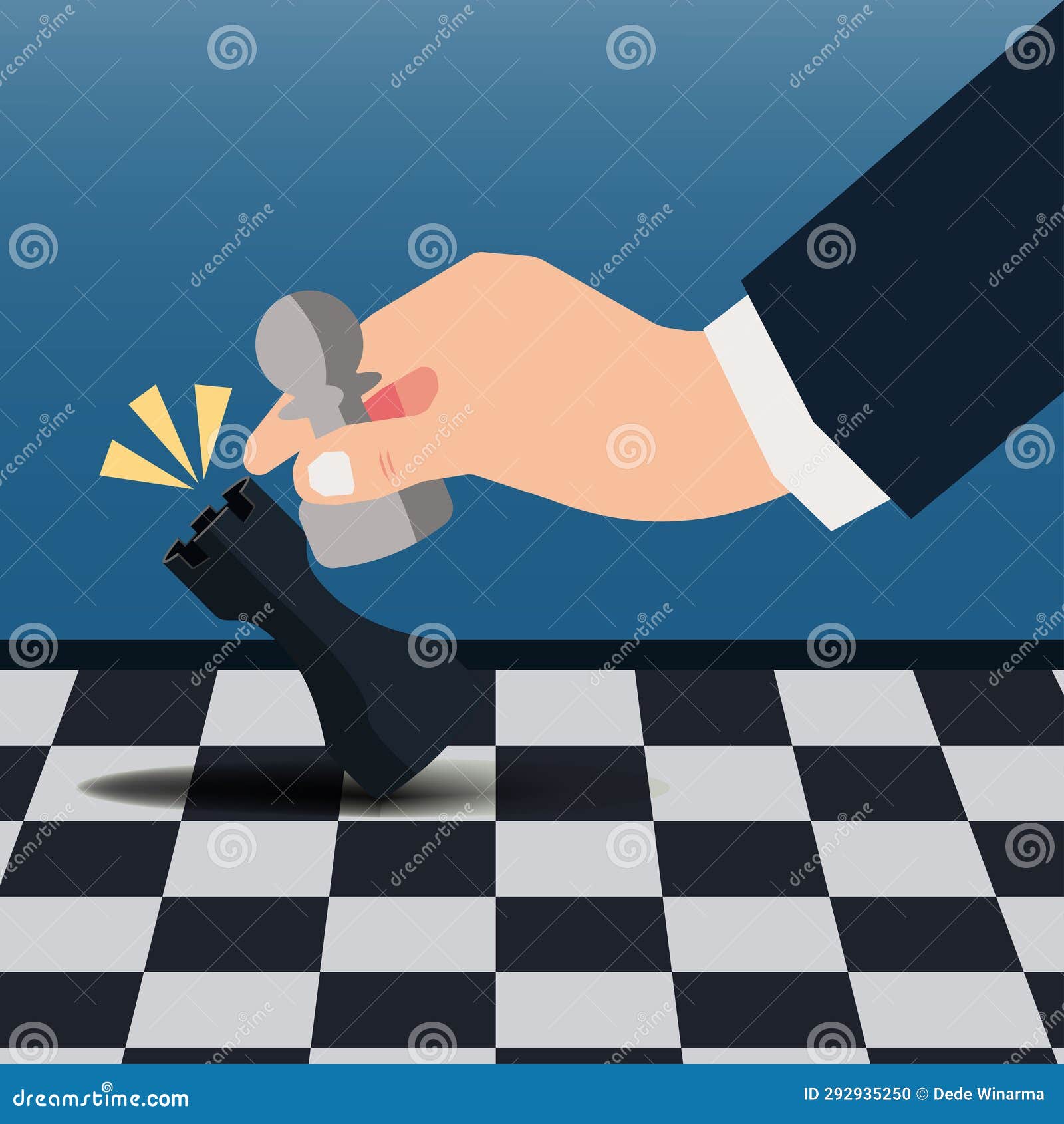 Hand Hold the Pawn Chess and Defeat the Rook Chess Vector Illustration ...