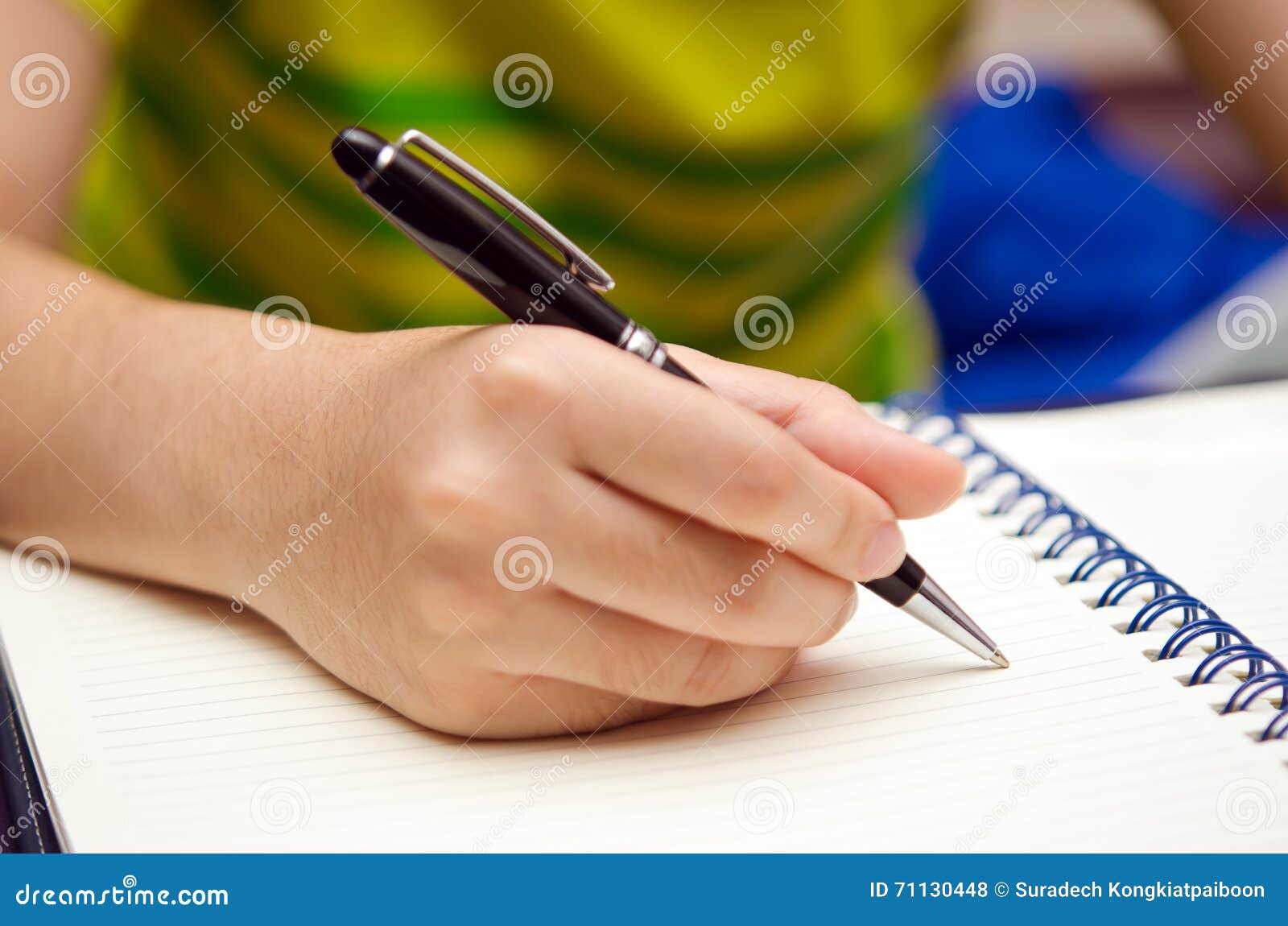 Hand Hold a Pen and Write on a Book Stock Photo - Image of concept ...