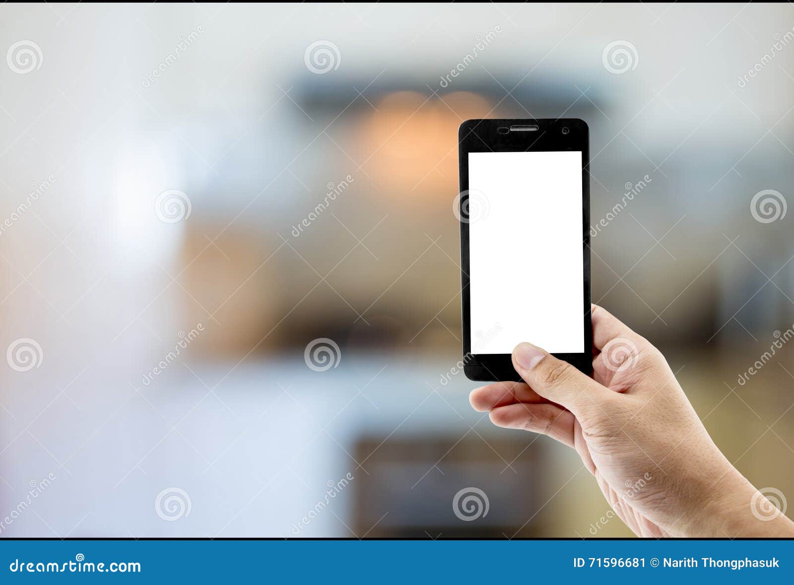 Hand Hold Phone Take Photo Kitchen Room Stock Image - Image of ...