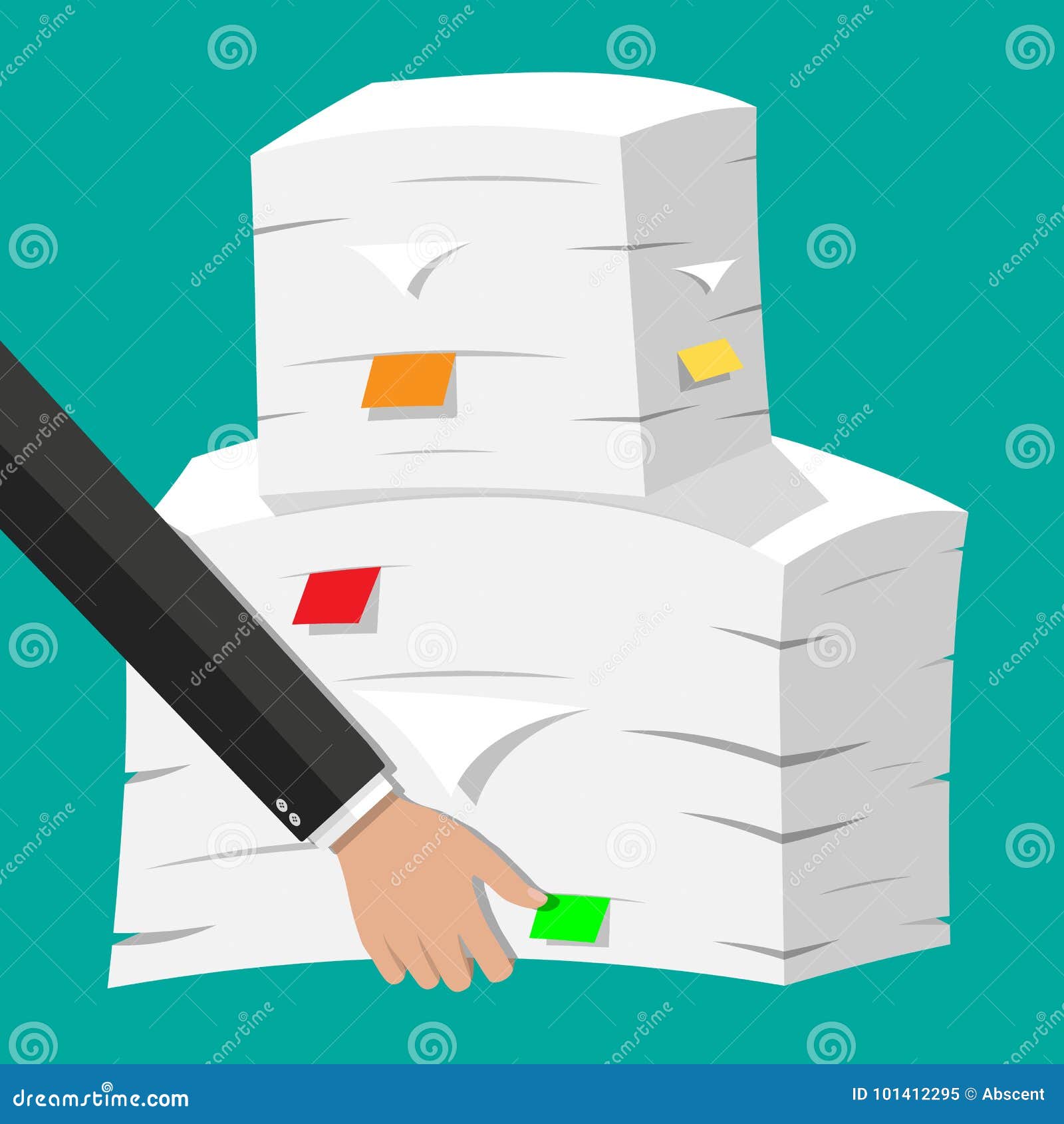 Hand with Pile of Papers. Office Documents Heap. Stock Vector ...