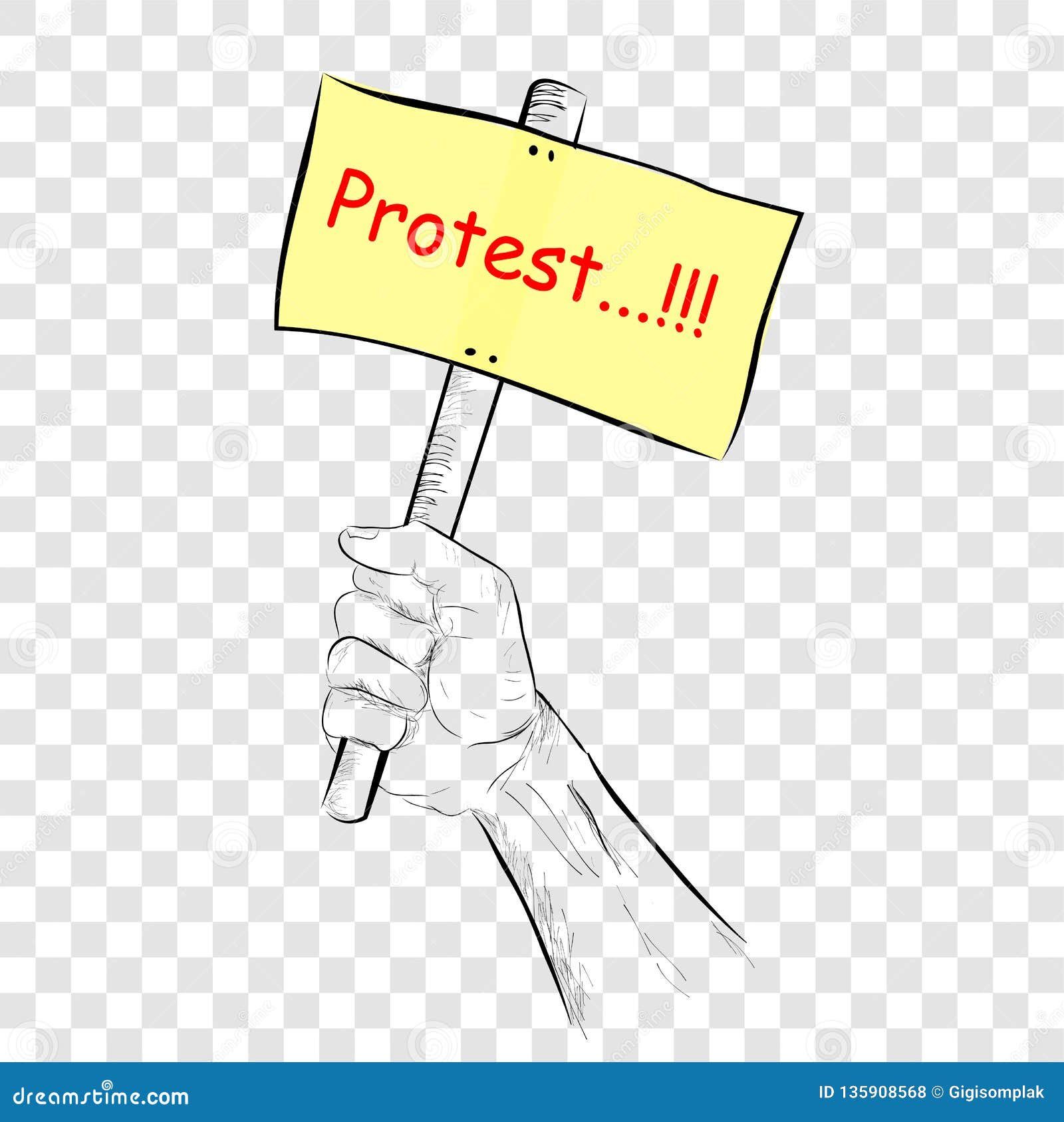 Flat Color Sketchy Illustration for Demonstration or Protest at ...