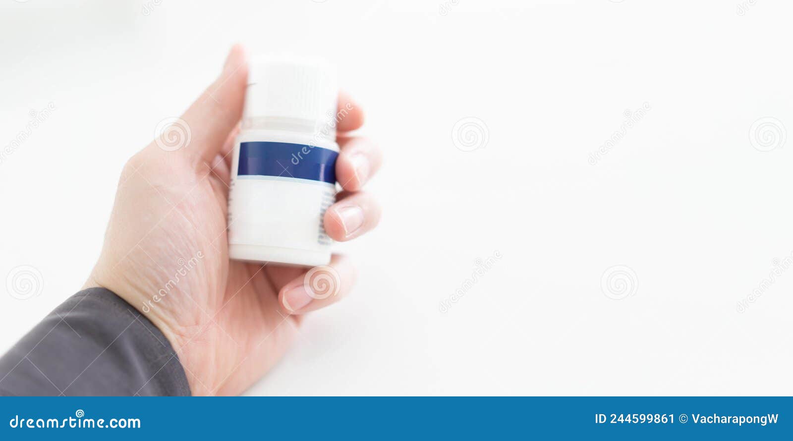 Hand Hold Plastic Mockup Label Bottle on White Stock Image - Image of ...