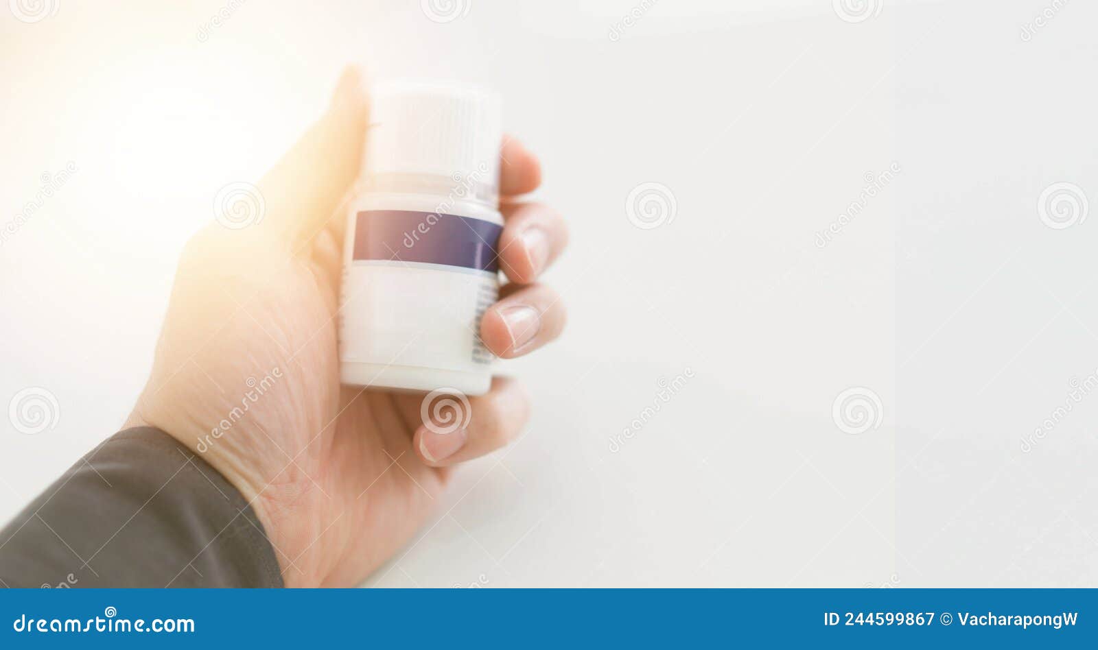 Hand Hold Plastic Mockup Label Bottle on White Stock Image - Image of ...