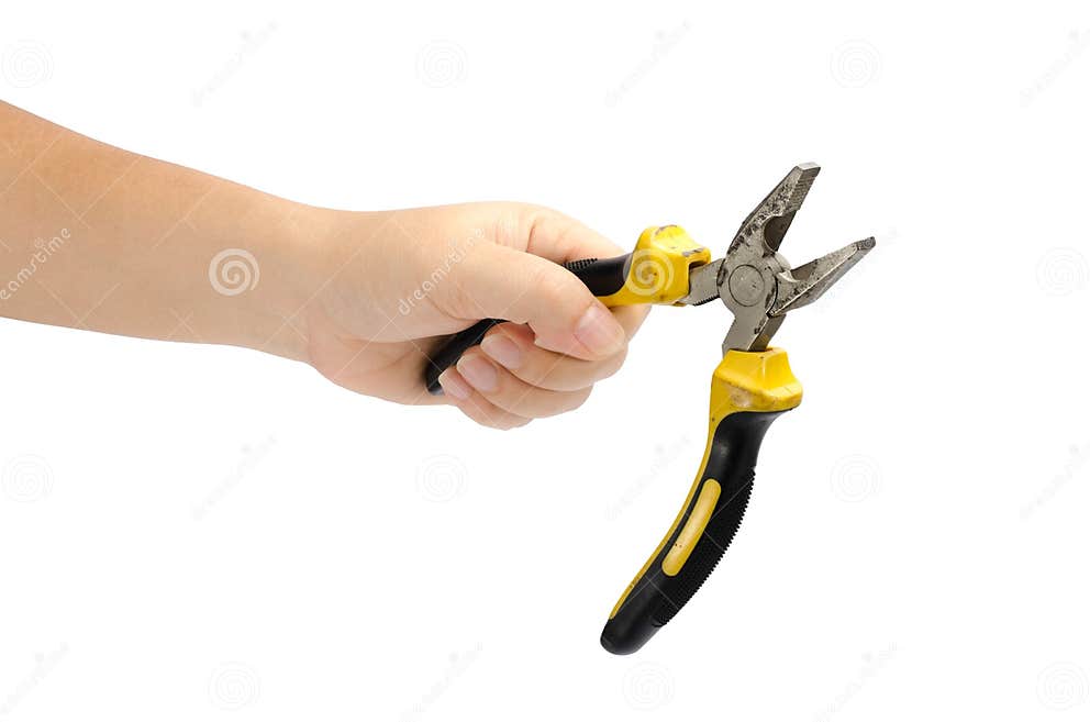 Hand hold pliers stock photo. Image of construction, worker - 46856500