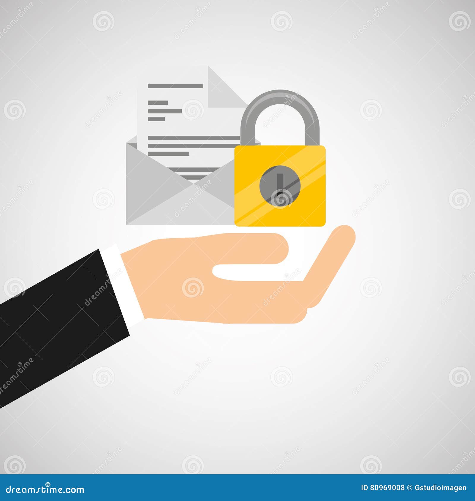 Hand Hold Protected Concept Padlock Email Envelope Stock Vector ...