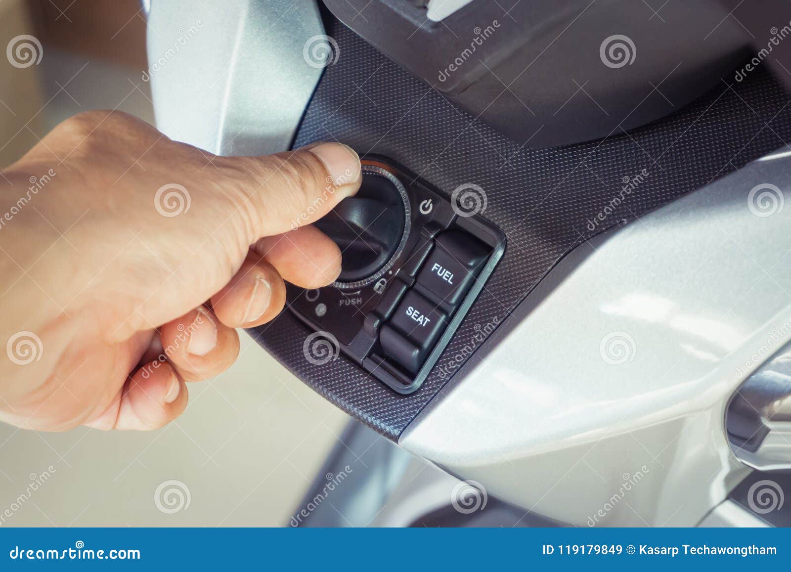 Hand Hold and Push Switch Starter Motorcycle Stock Image - Image of ...