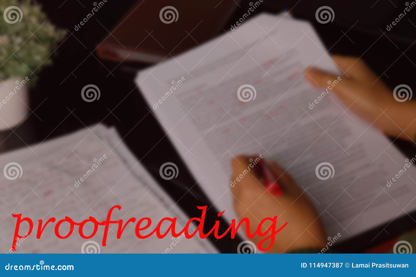 Hand Hold Red Pen Correct English Grammar Stock Image - Image of ...