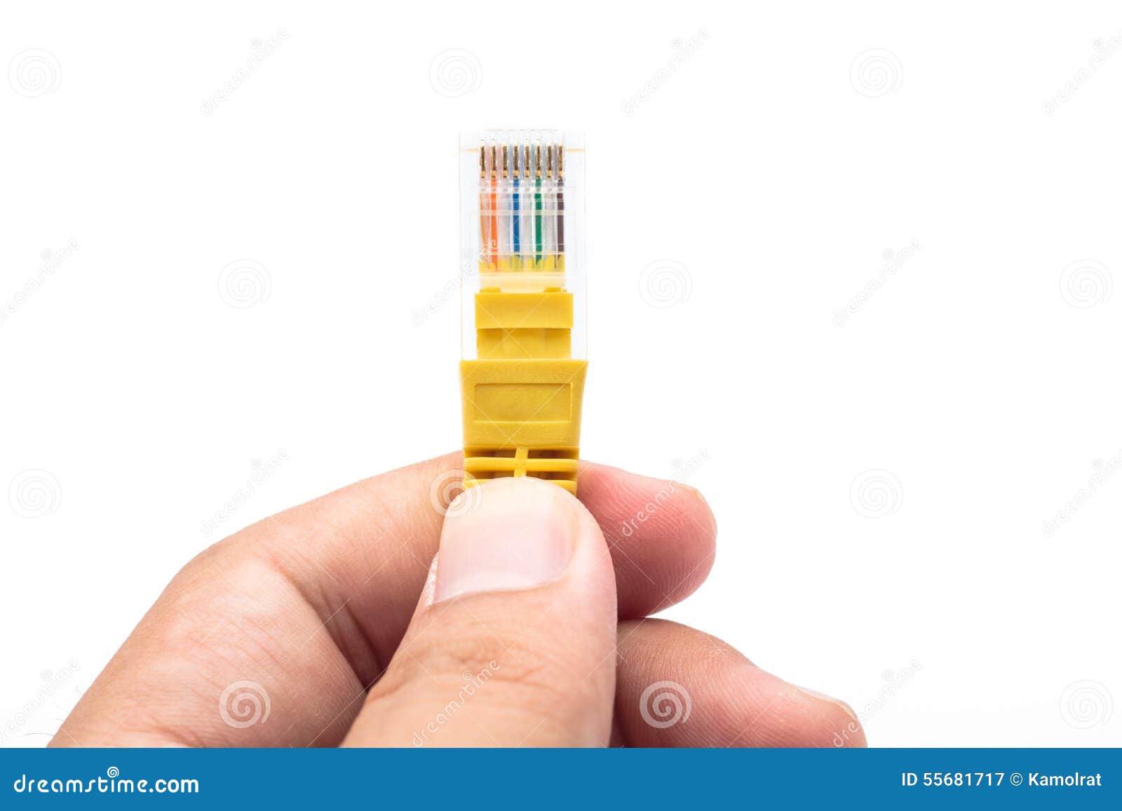 Hand hold rj45 connector stock image. Image of wire, plug - 55681717