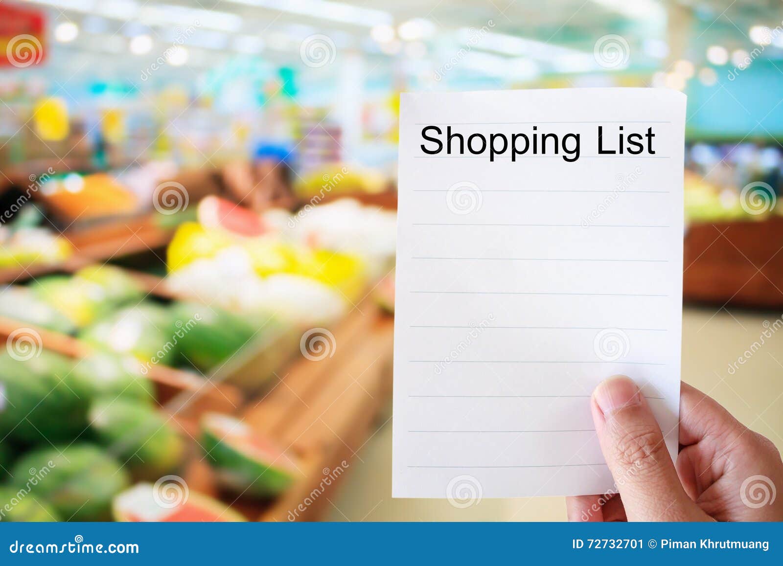 Hand hold shopping list stock image. Image of supermarket - 72732701
