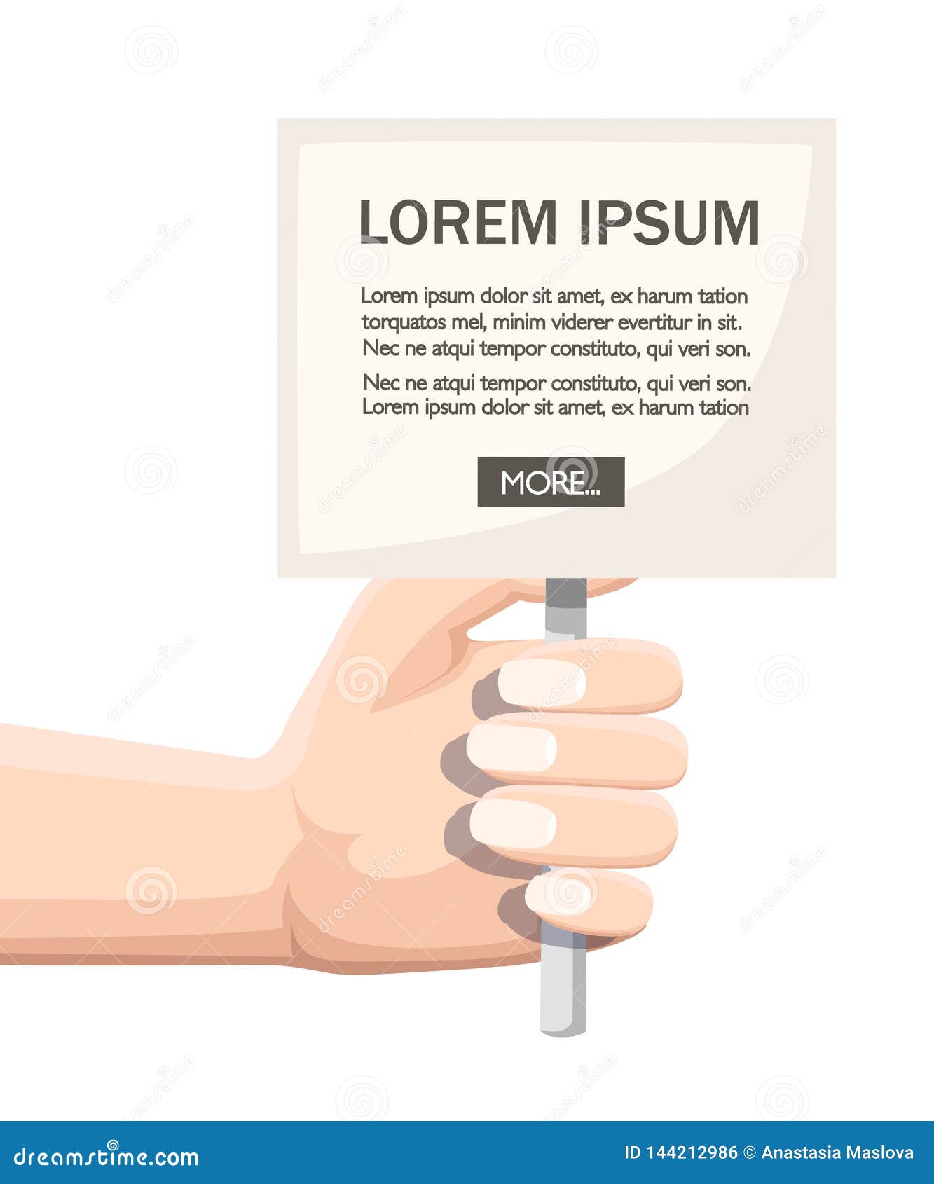 Hand Hold Sign. Place for Text. Flat Vector Illustration on White ...