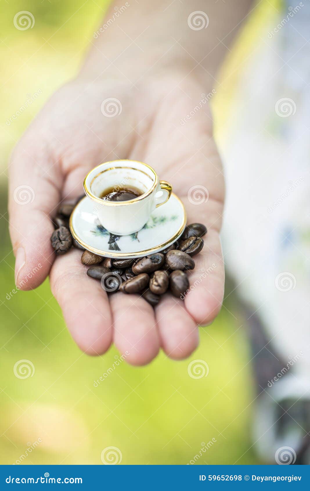 Hand Hold Small Cup of Coffee Stock Photo - Image of romantic, view ...