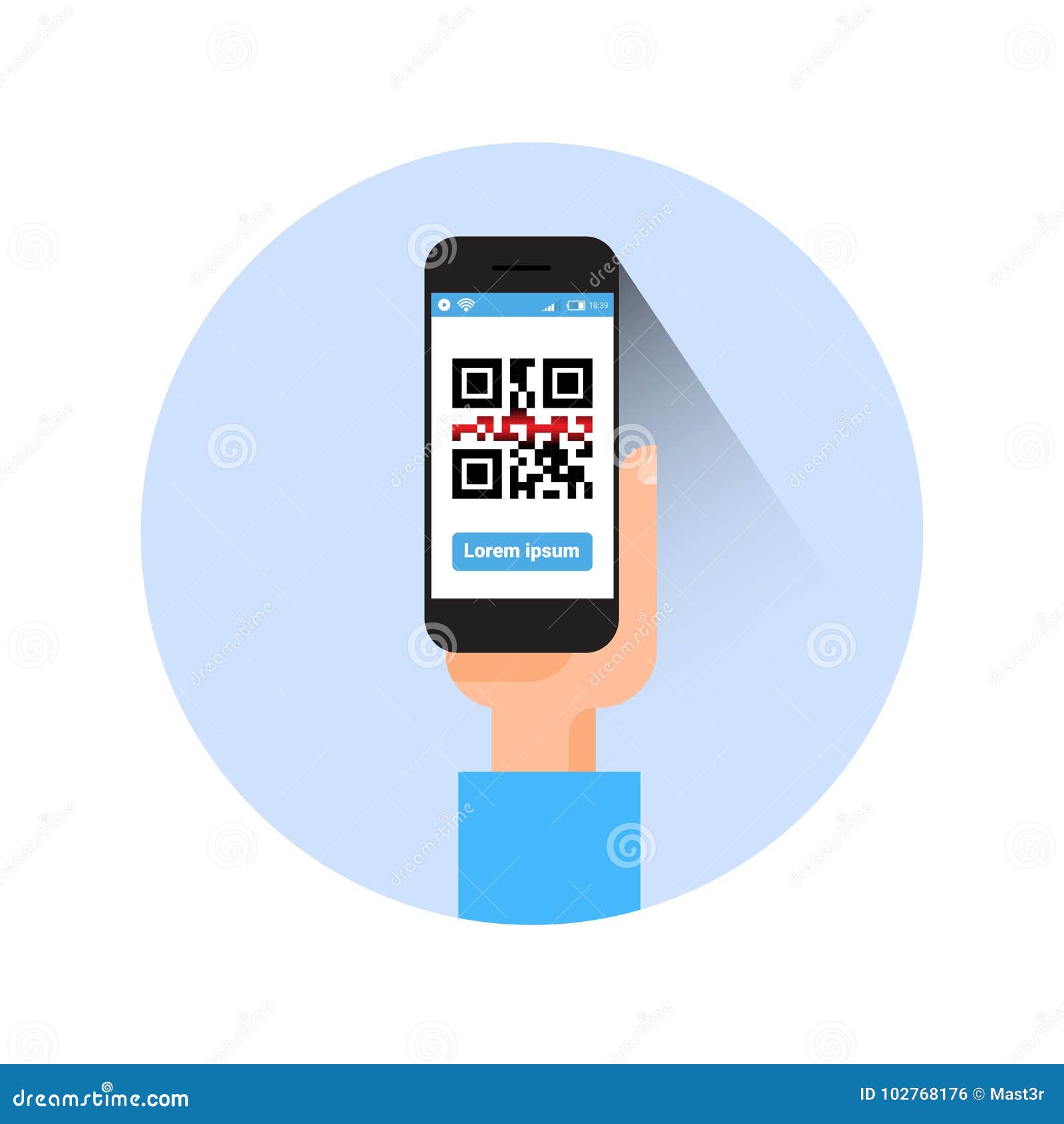Hand Hold Smart Phone Scanning Qr Code Icon Barcode Scan with Telephone ...