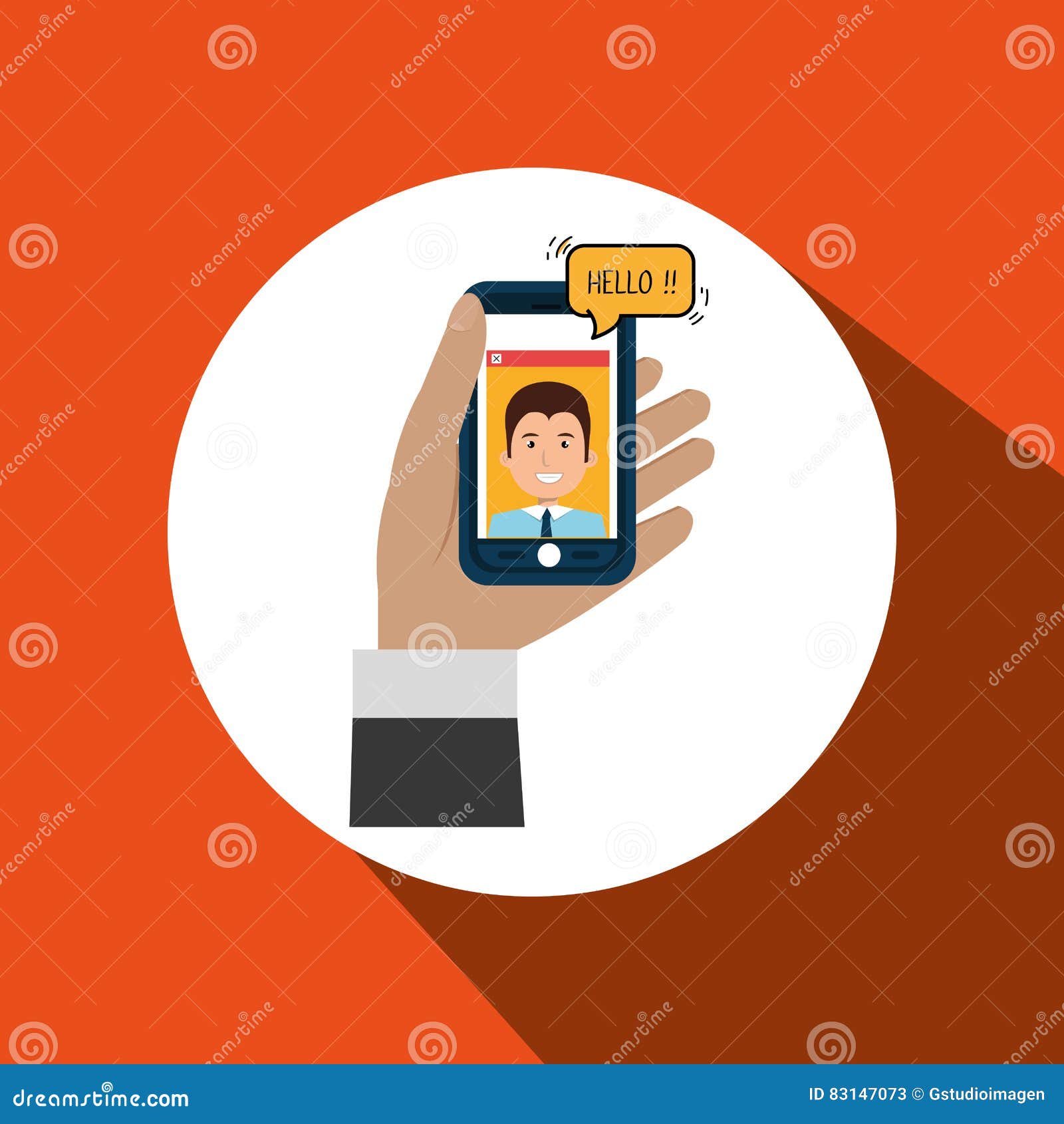 Hand hold smartphone icon stock illustration. Illustration of media ...