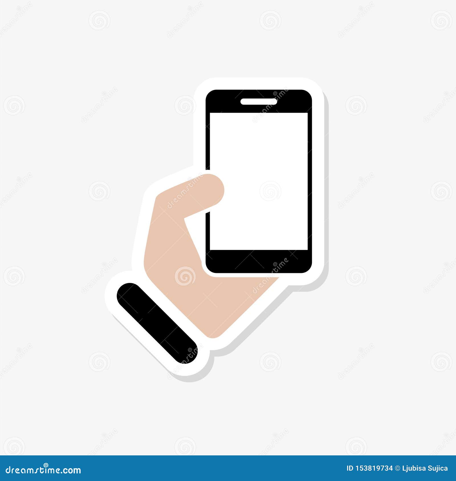 Hand Hold the Smartphone Sticker for Graphic Design Stock Vector ...