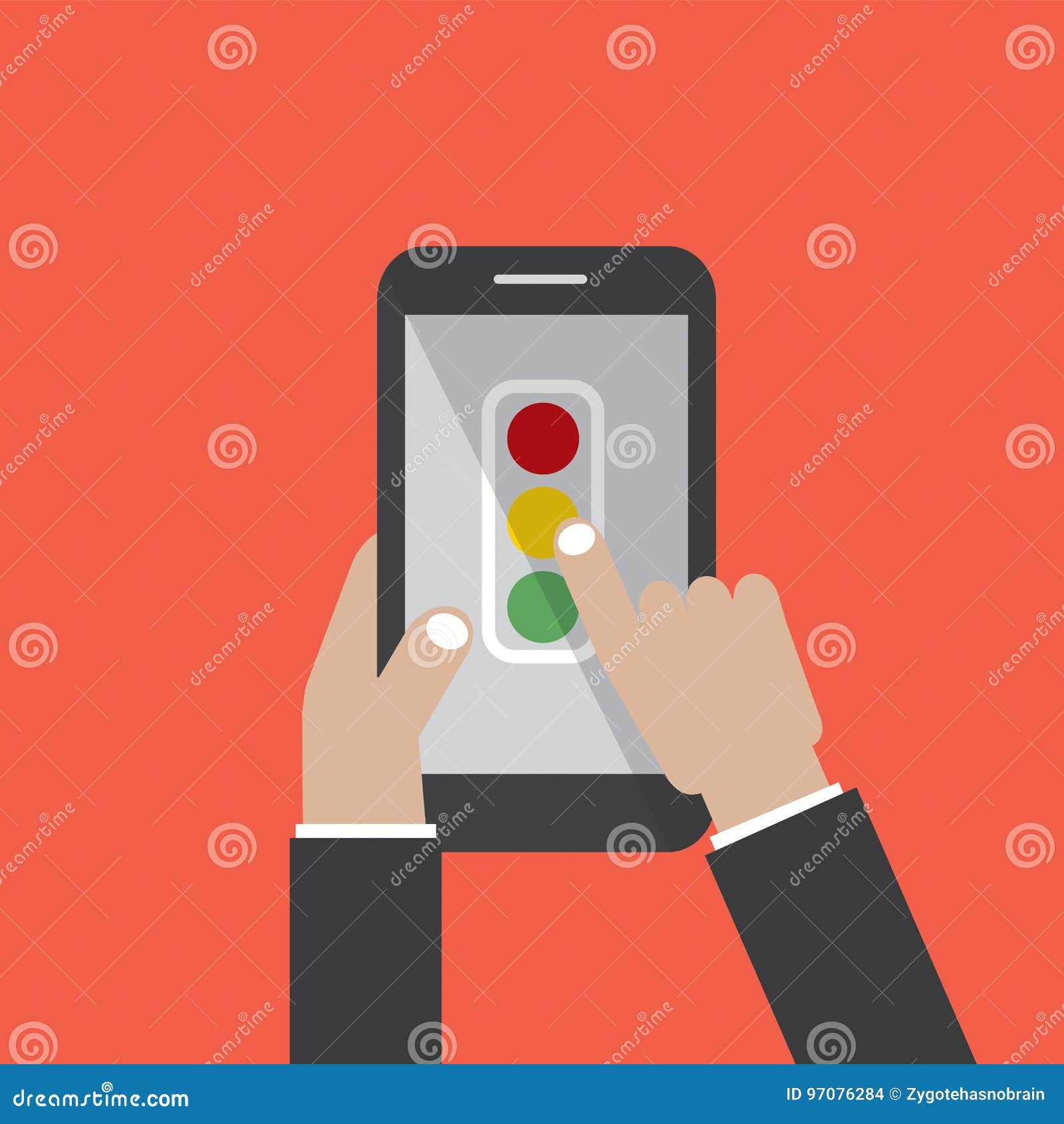 Hand Hold Smartphone with Traffic Sign Screen Stock Vector ...