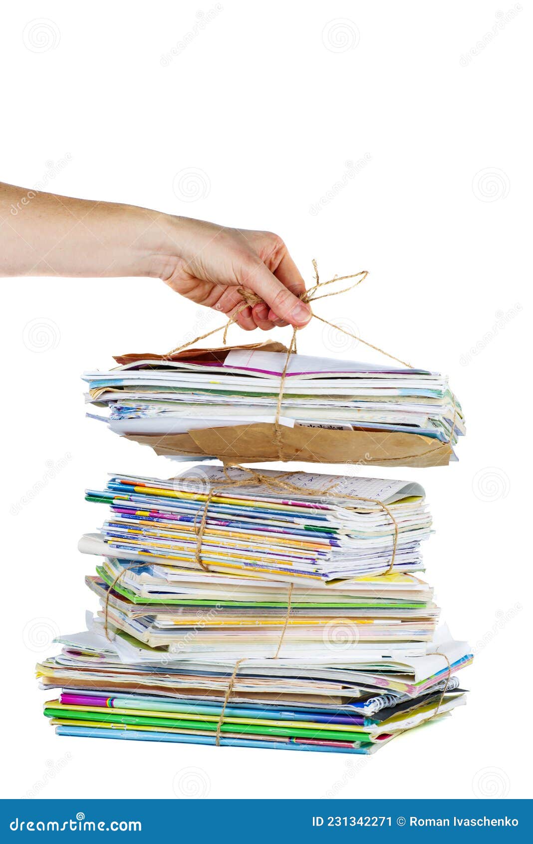 Wastepaper For Recycling, Background Of Paper Textures Piled Ready To ...