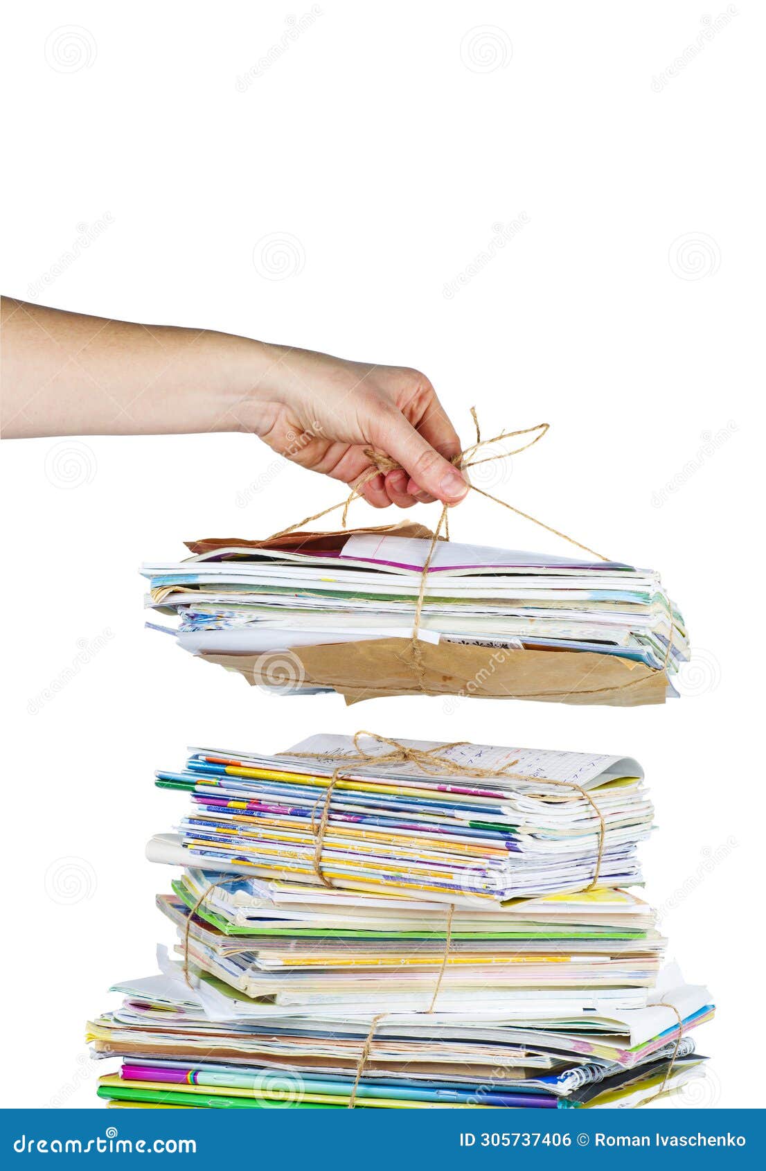 Wastepaper For Recycling, Background Of Paper Textures Piled Ready To ...