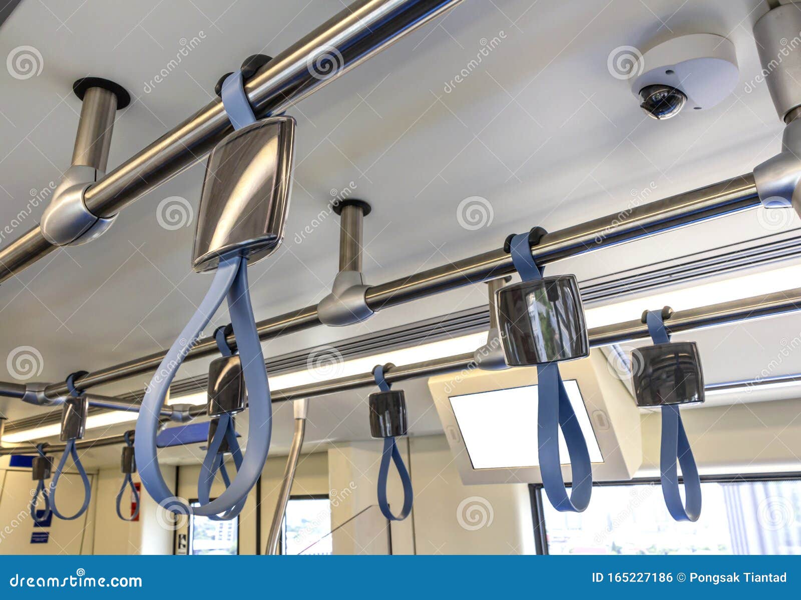 A Hand Hold Strap Inside Rapid Transit Train. Stock Photo - Image of ...