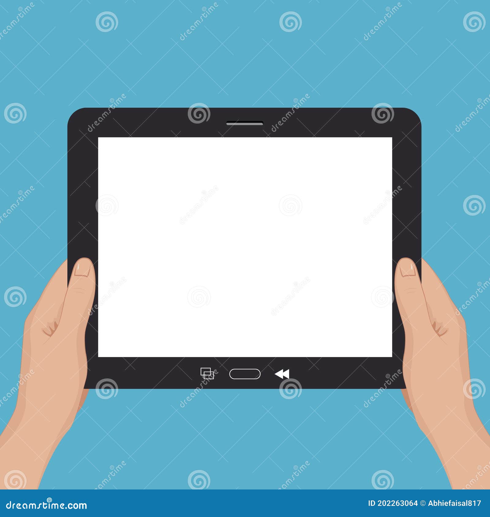 Hand Hold Tablet on Blank Screen Cartoon Vector Illustration Stock ...