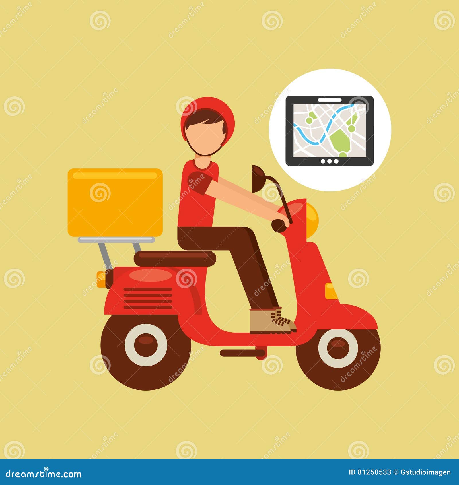 Hand Hold Tablet Delivery Food Boy Stock Vector - Illustration of ...