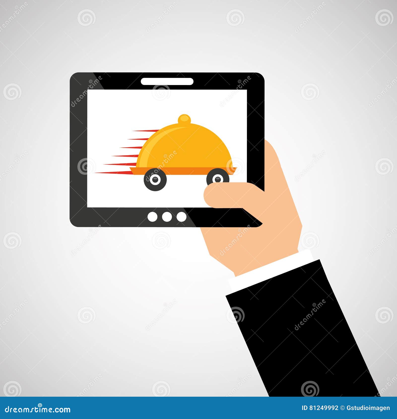 Hand Hold Tablet Delivery Food Stock Vector - Illustration of home ...