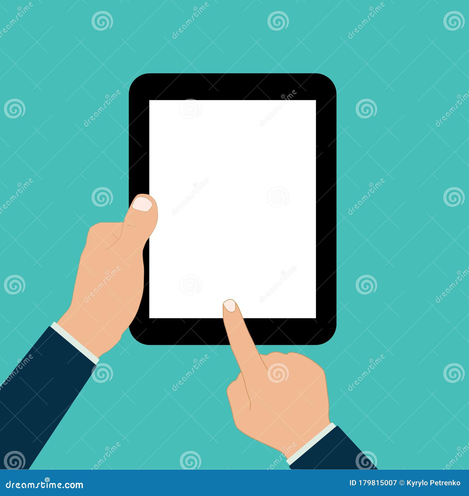 Hand Hold Tablet Finger Touch Screen Vector Stock Illustration ...